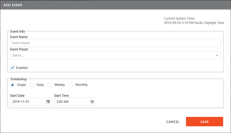 TesiraFORTÉ Event Scheduler